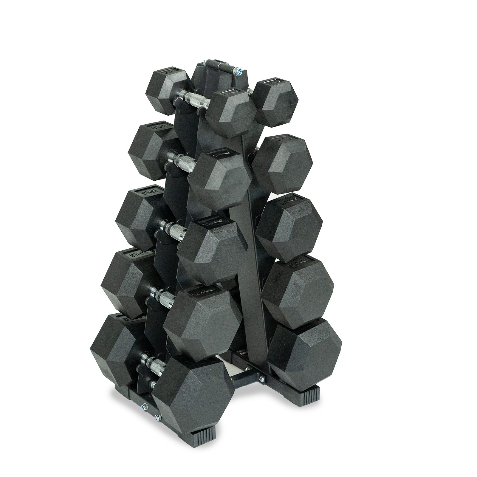 5 Pair Hex Dumbbell Set with Rack - Taurus Fitness