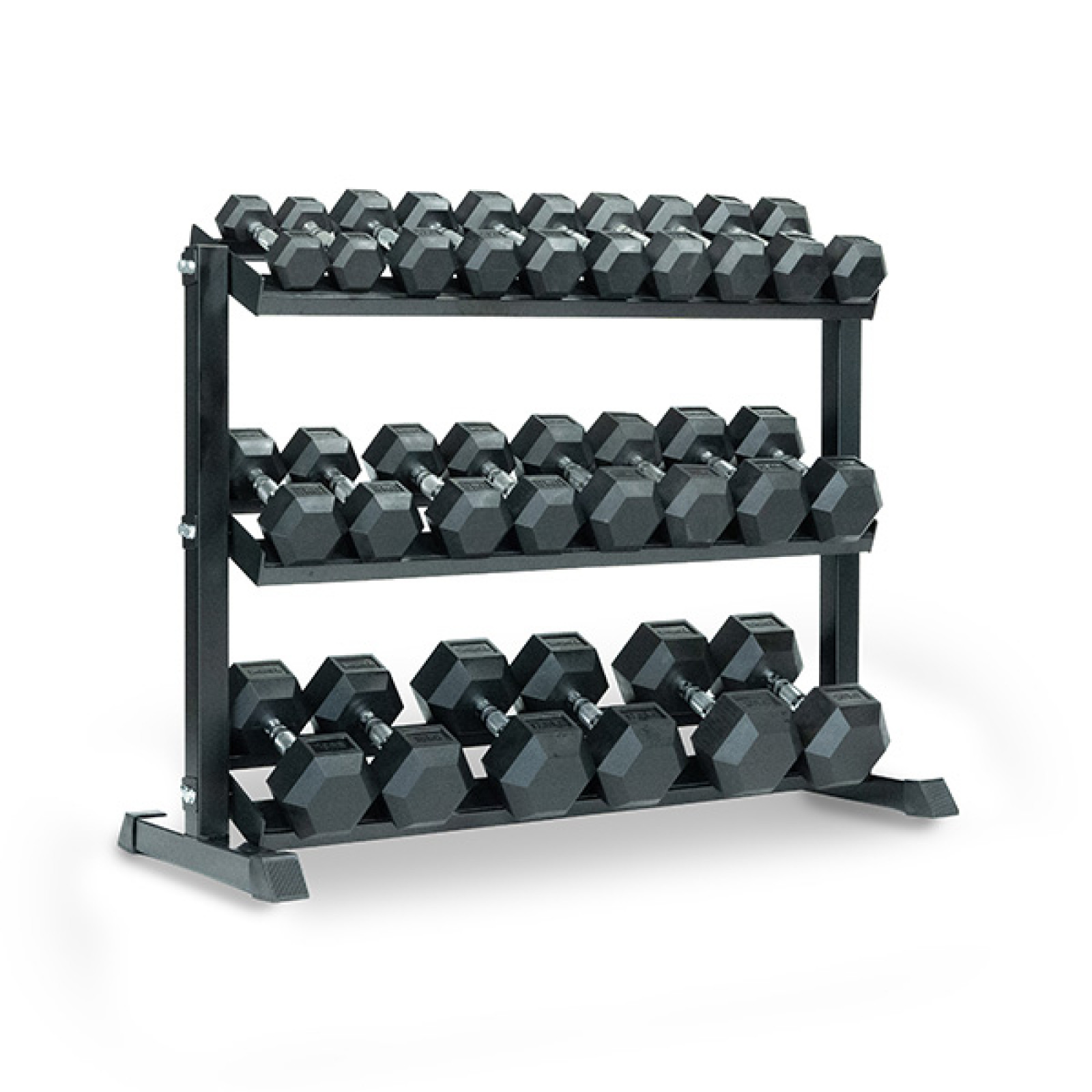 Set of three dumbbells store
